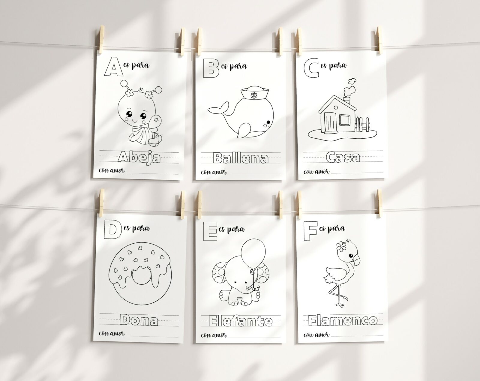 Spanish Baby's First ABC Book - Coloring Pages - Shower Activity