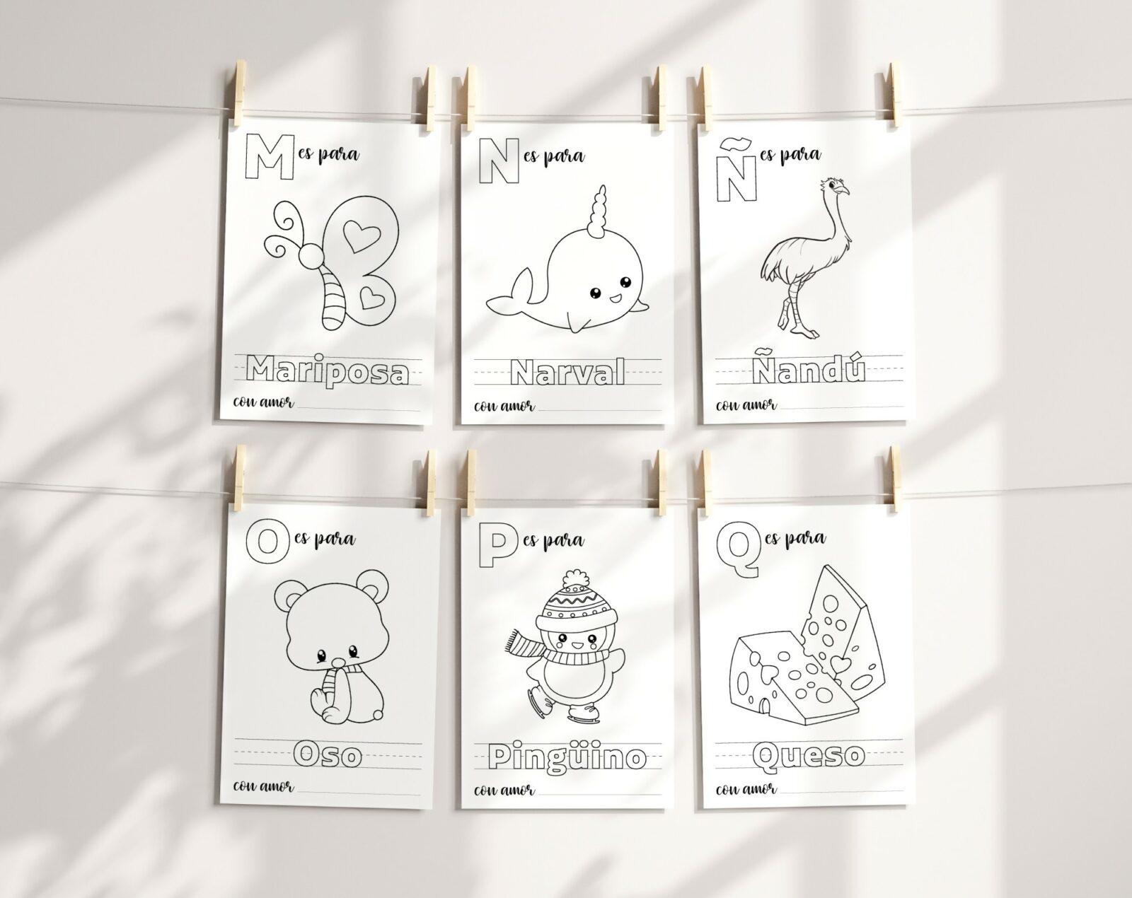 Spanish Baby's First ABC Book - Coloring Pages - Shower Activity