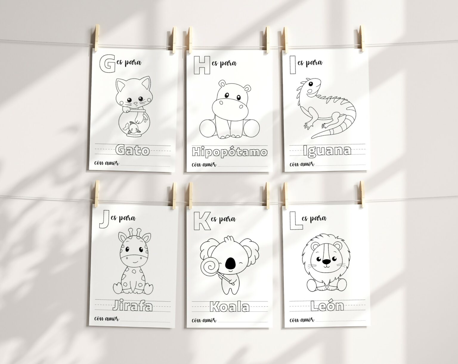 Spanish Baby's First Animals ABC Book - Coloring Pages