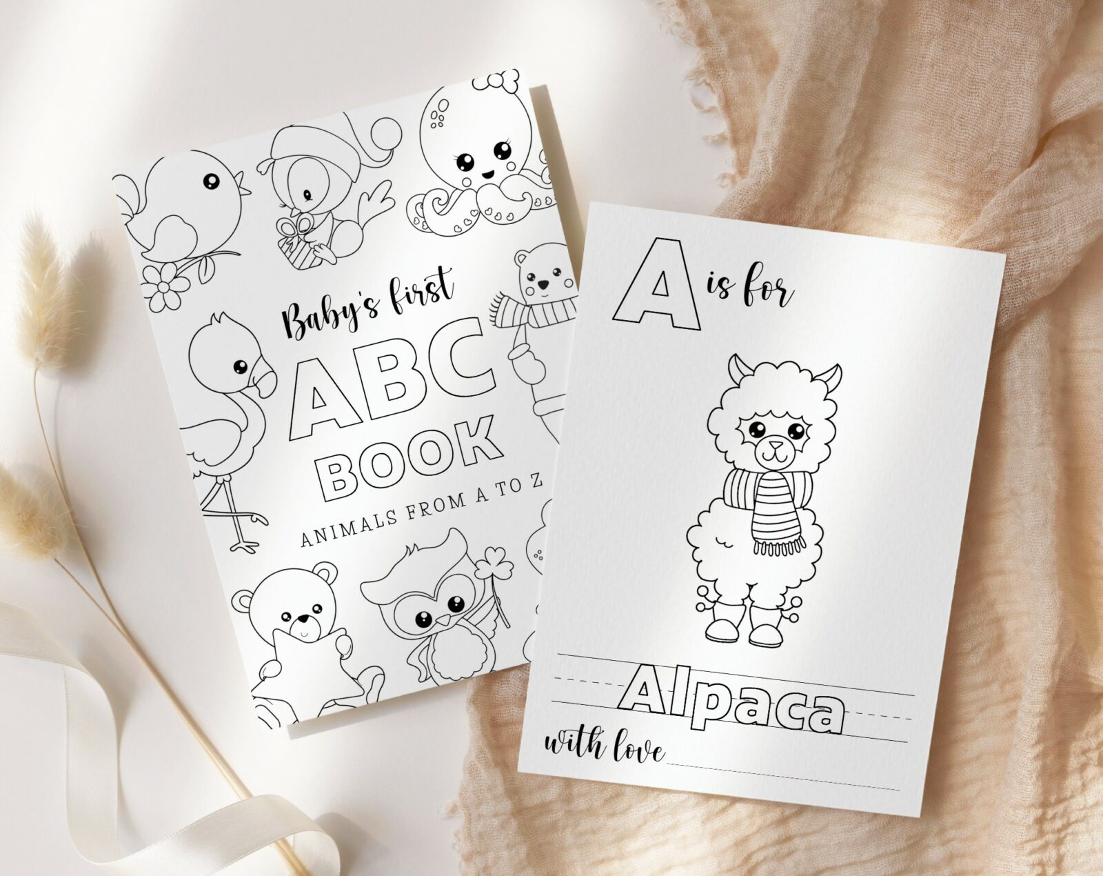 Baby's First Animals ABC Book - Coloring Pages - Shower Activity