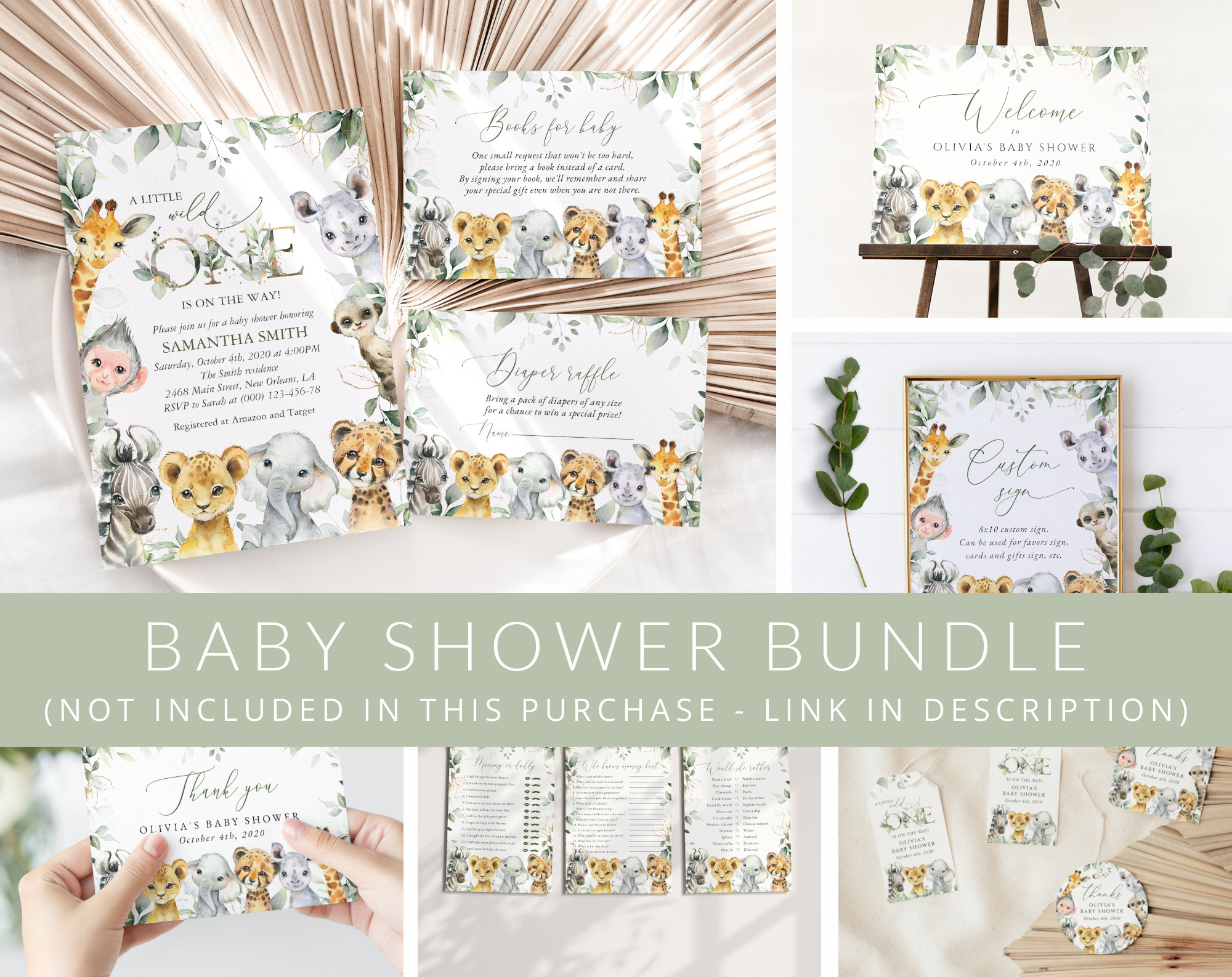Wild Animals Baby Shower Invitation - Baby Shower Stationery