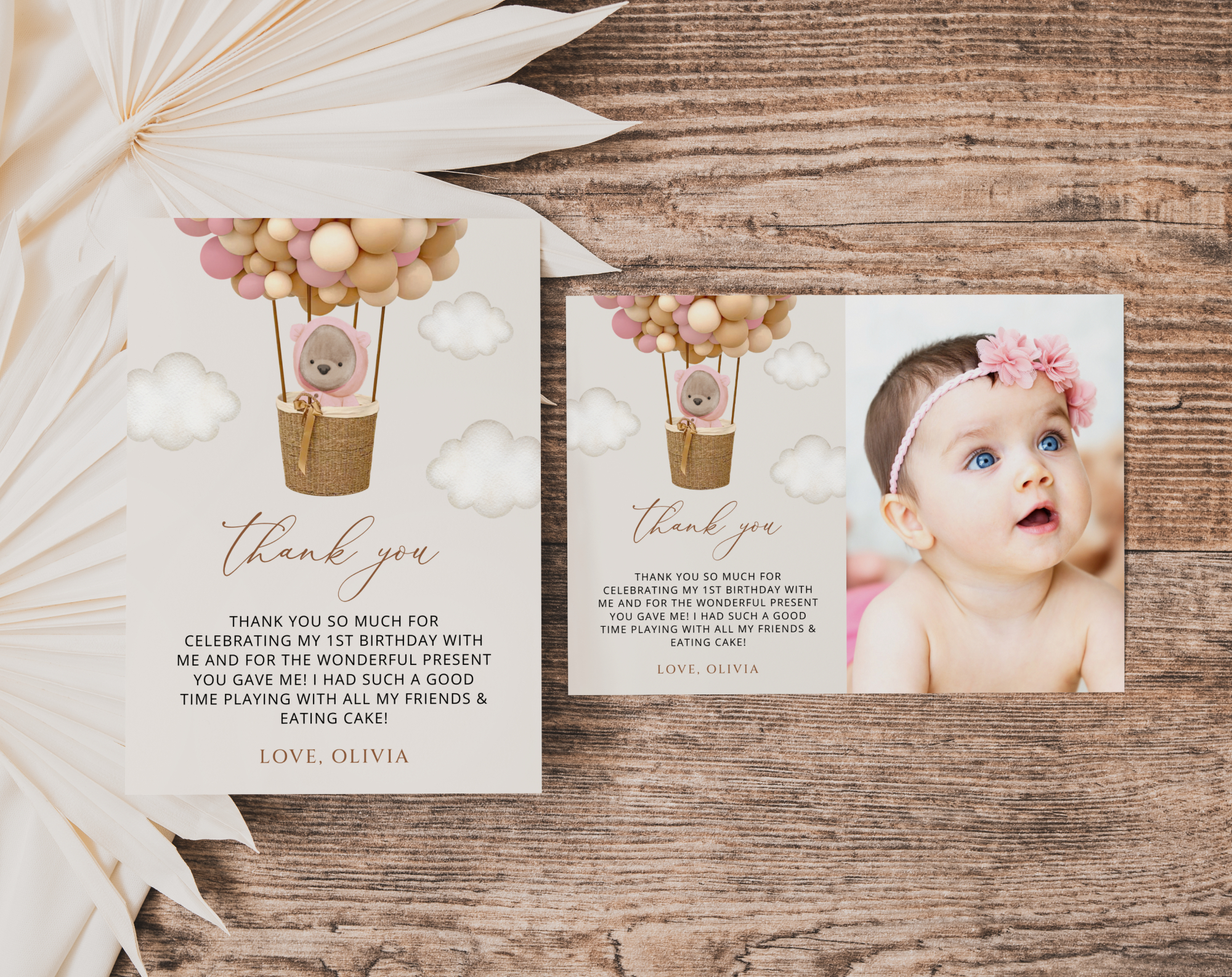 Bear and Pink Balloons First Birthday Mini Bundle - Girl Birthday