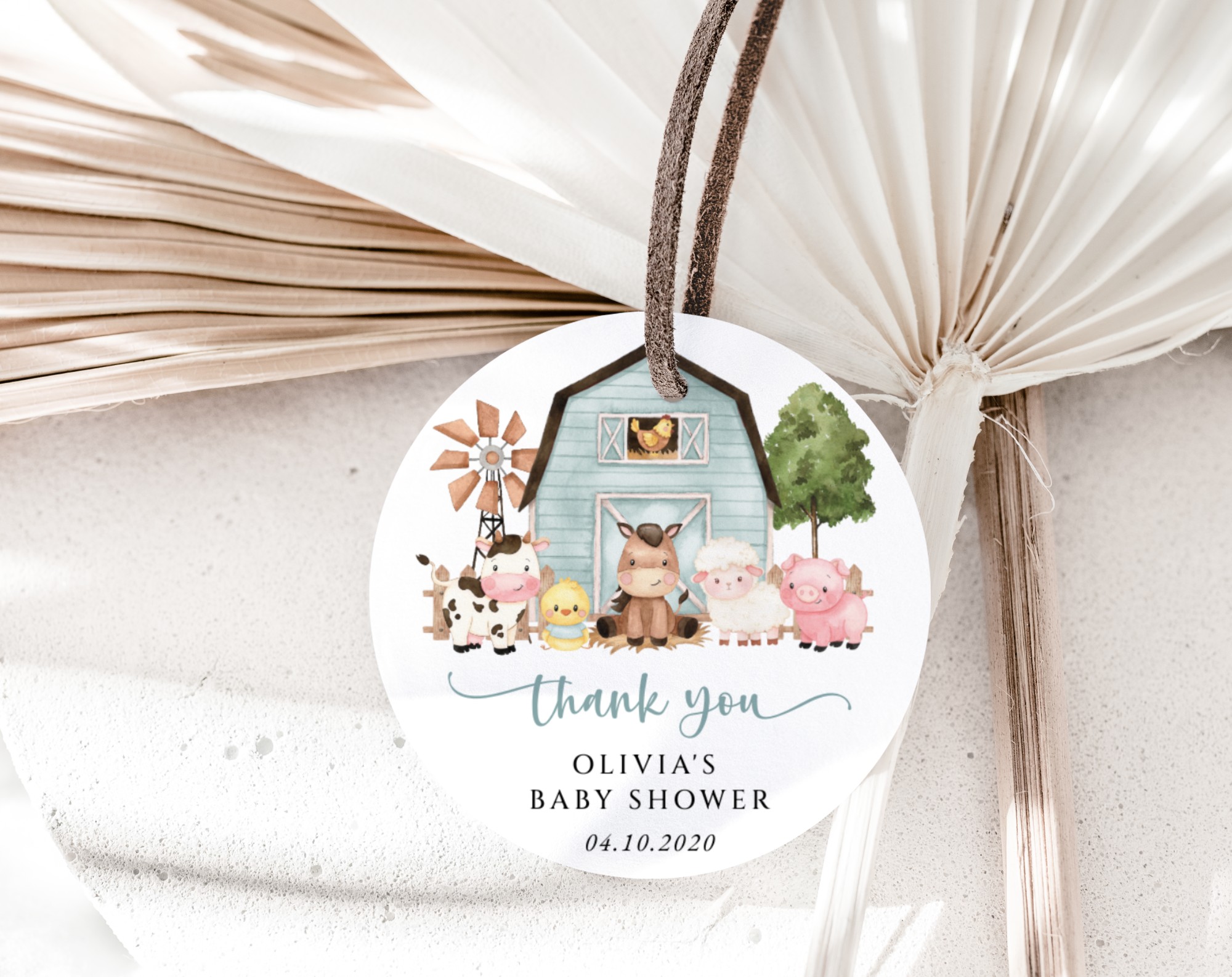 Farm Animals and Blue Barn Favor Tags - Gift Tags - Baby Shower