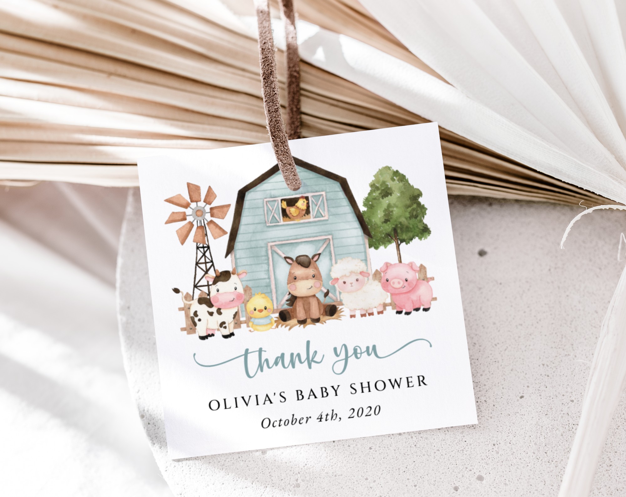 Farm Animals and Blue Barn Favor Tags - Gift Tags - Baby Shower