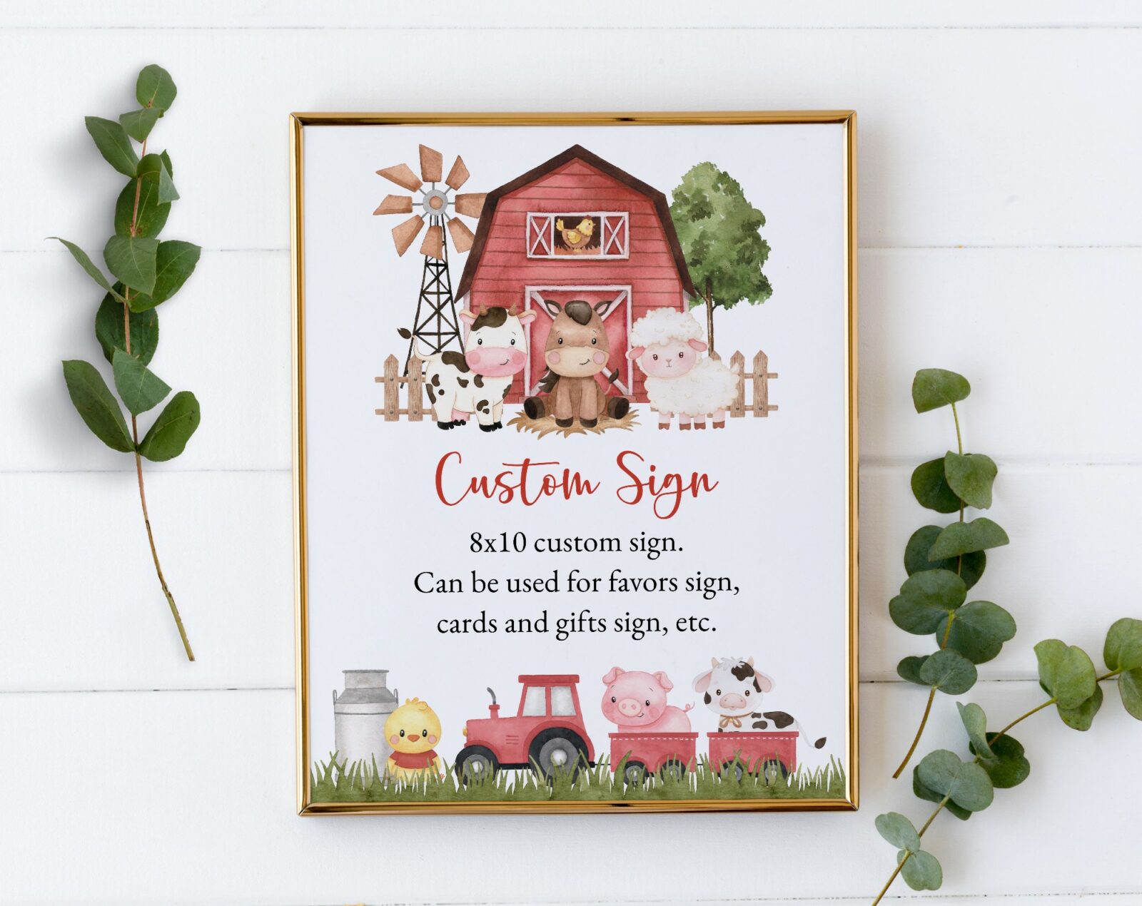 Farm Animals and Red Barn Custom Sign - Baby Shower Sign