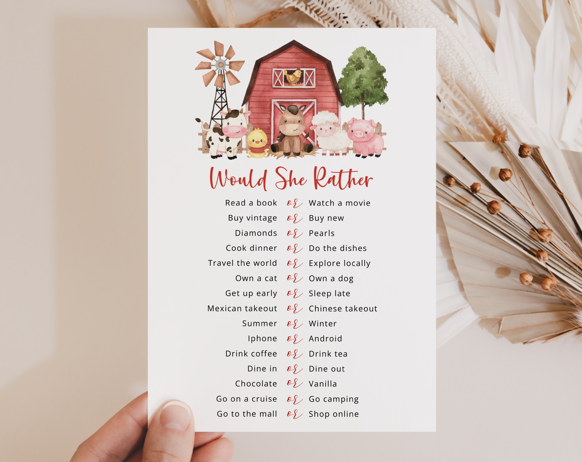Farm Animals and Red Barn - Set of 3 Baby Shower Games