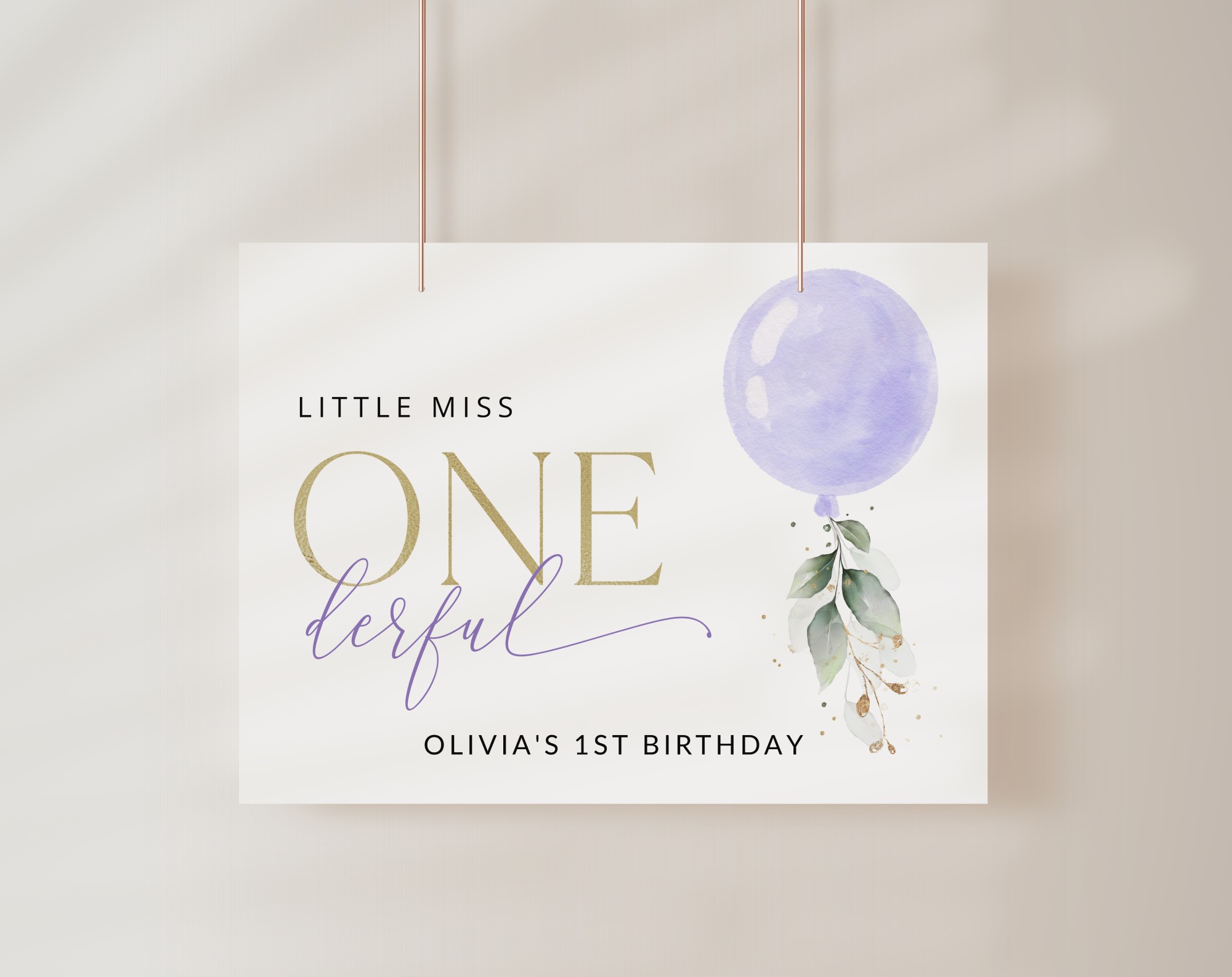 Purple Balloon Welcome Sign - Birthday Sign - Girl Birthday