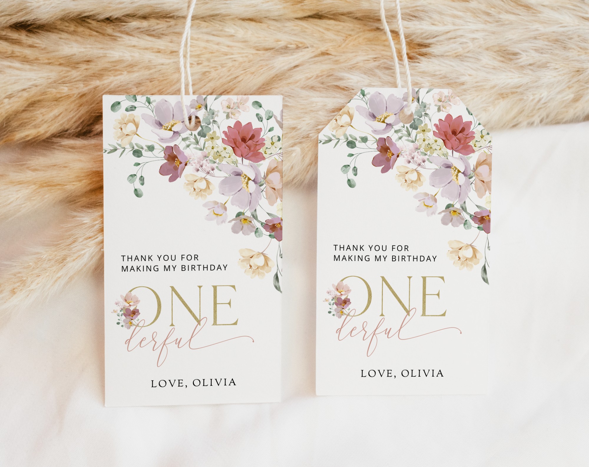 Colorful Flowers Favor Tags - First Birthday - Girl Birthday