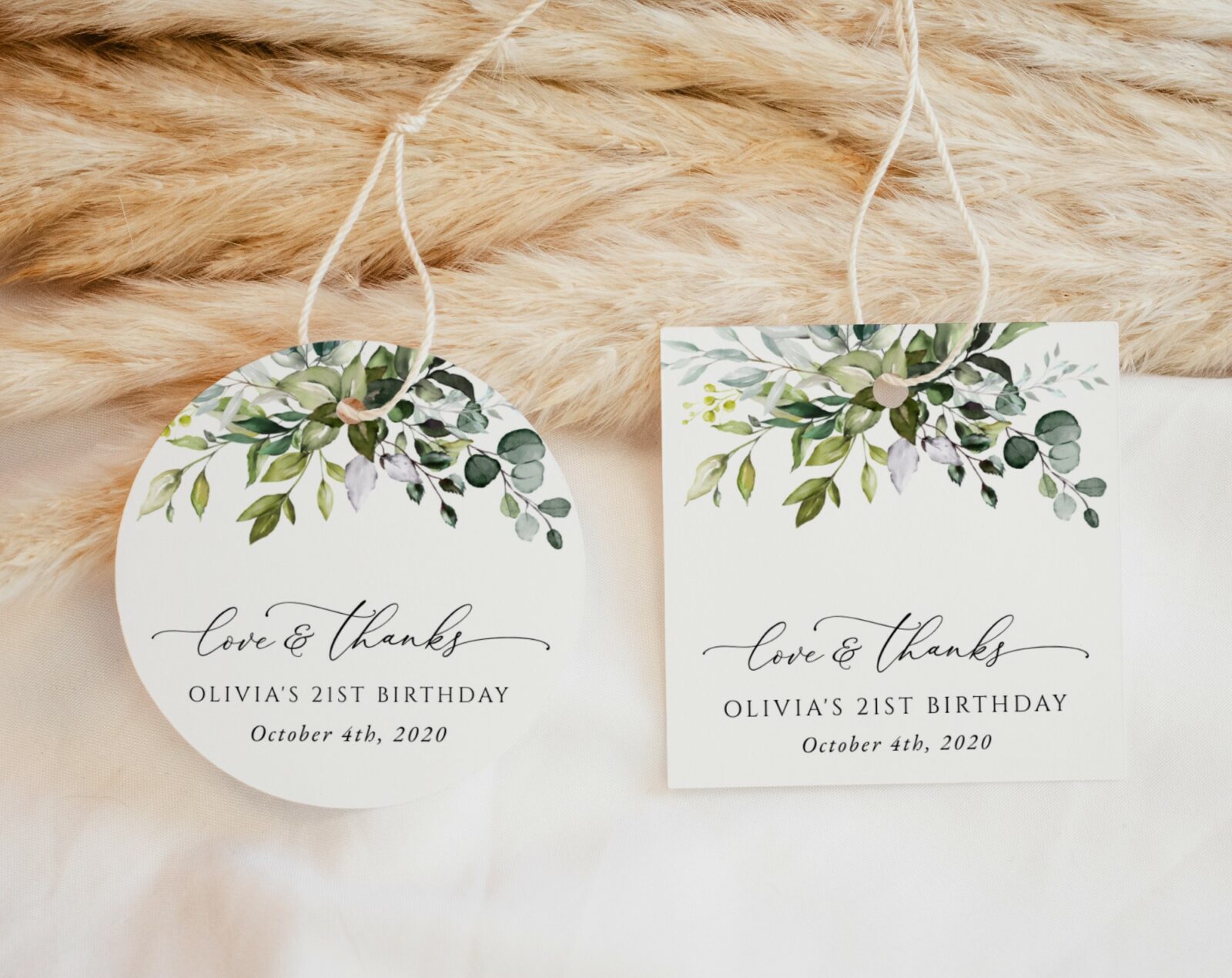 Eucalyptus Leaves Birthday Favor Tags - Gift Tags - Any Birthday