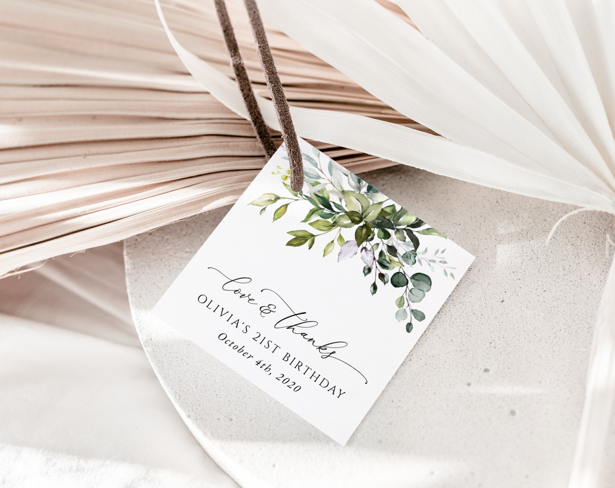 Eucalyptus Leaves Birthday Favor Tags - Gift Tags - Any Birthday